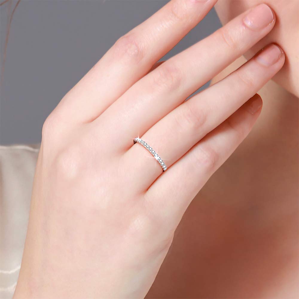 Gemorie Women's Moissanite Pavé Stackable Channel Set Wedding Anniversary Engaement Band in Hypoallergenic Sterling Silver (6)