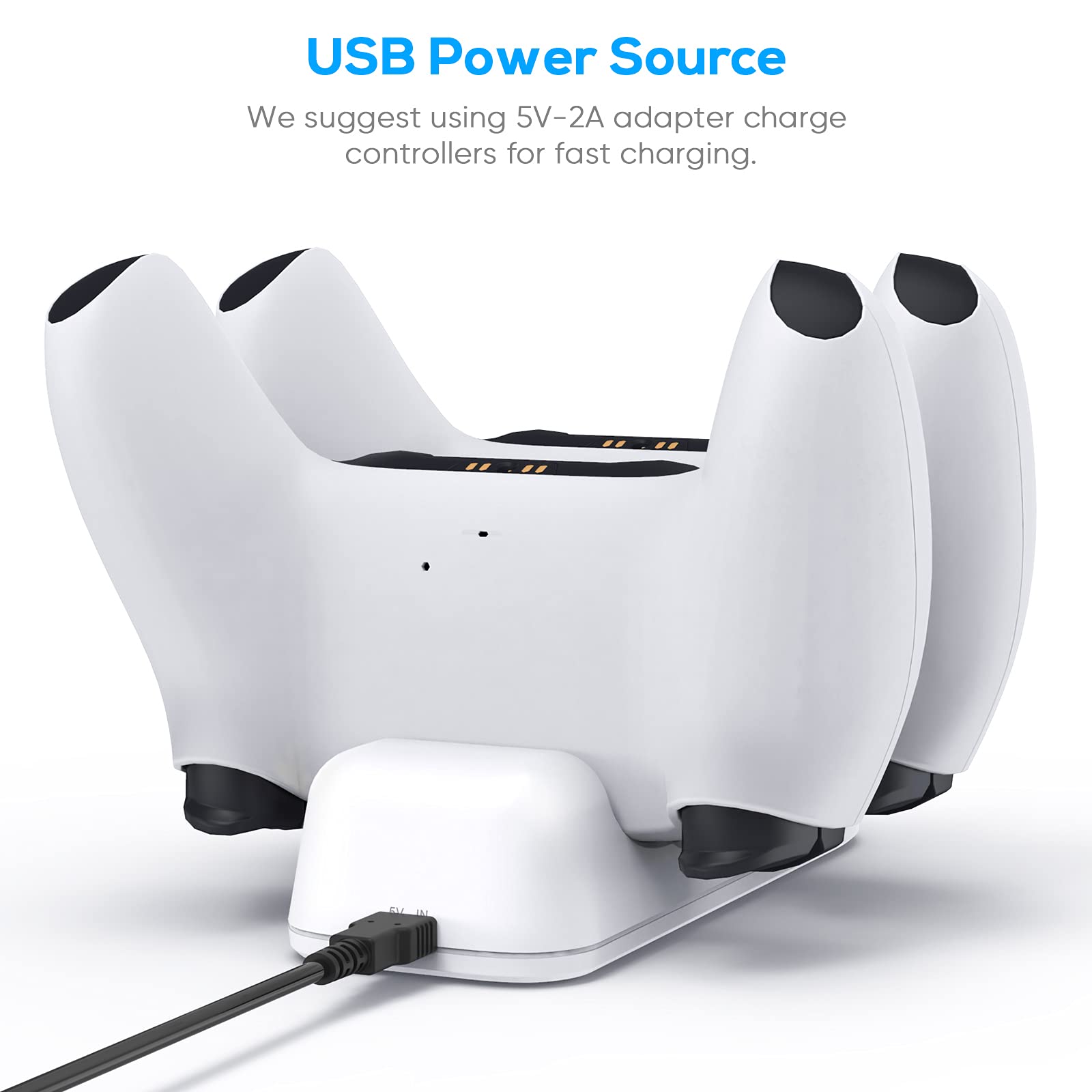 FYOUNG Controller Charging Station for PS5, Charging Dock Compatible for Playstation 5 DualSense Controller with LED Light Indicators and USB C Cable