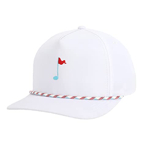 Golf Made Me Do It Melody Rope Hat - Adjustable Snapback Golf Hat, One Size Fits All (White/Blue/Red)