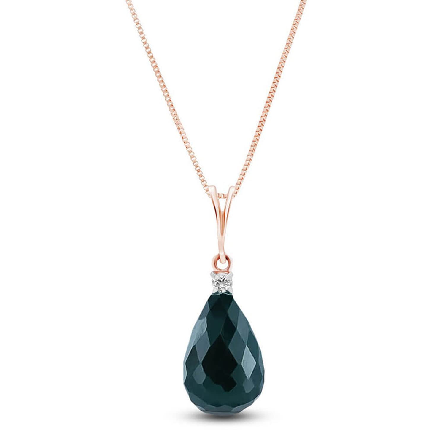 Galaxy Gold GG 14k Solid Gold 18" Necklace with briolette Emerald COLOUR GREEN SAPPHIRE Pendant