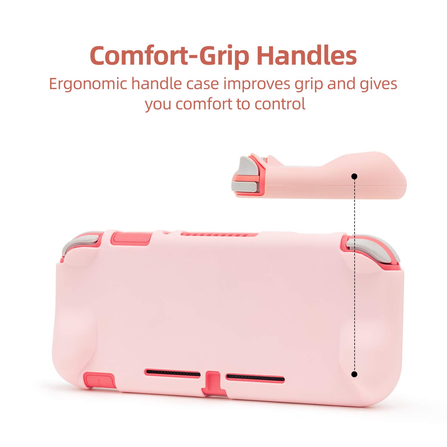 GeekShare Protective Case Compatible with Nintendo Switch Lite, Ergonomic Protective Grip Cover for Switch Lite (Pink)