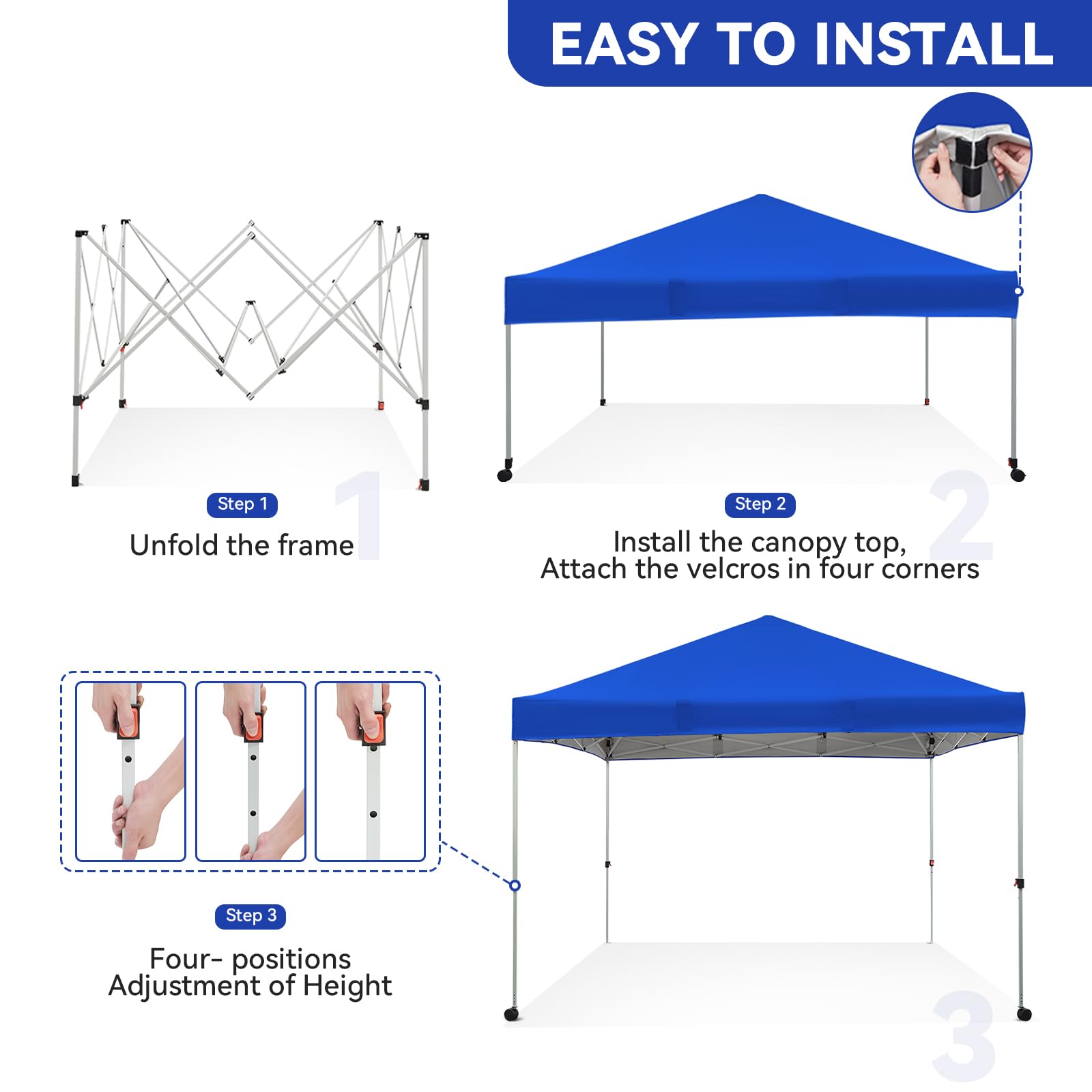 Gardesol 6'x4' E-Z Pop Up Outdoor Portable Canopy Tent with Carry Bag and White Frame, UV-Protected - White