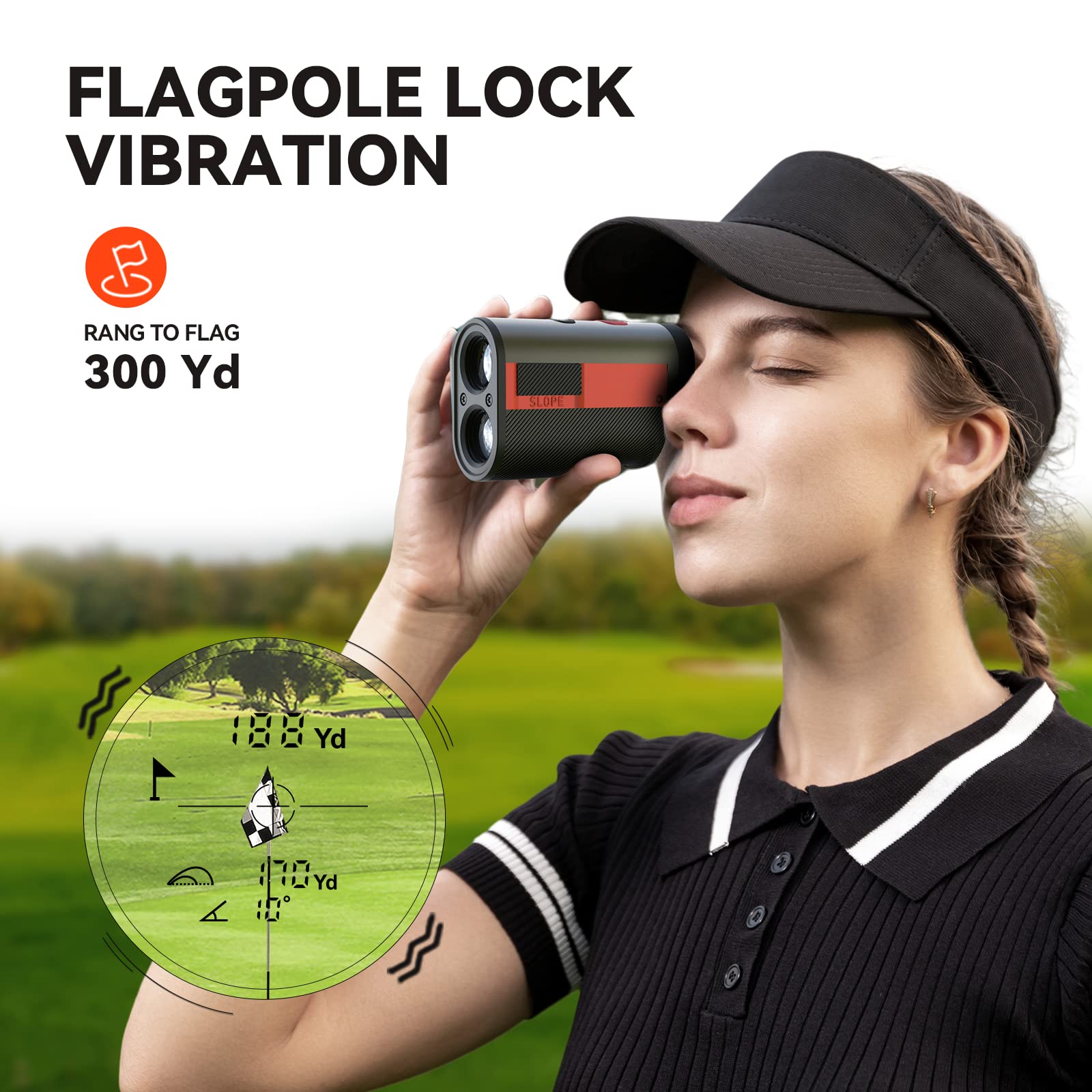 Golf Range Finder 660 Yards with Magnetic, MiLESEEY Golf Rangefinder with Rechargeable Battery, Flag Lock with Pulse Vibration, Slope On-Off, 6X Magnification, Fast Focus Scan Laser Rangefinder