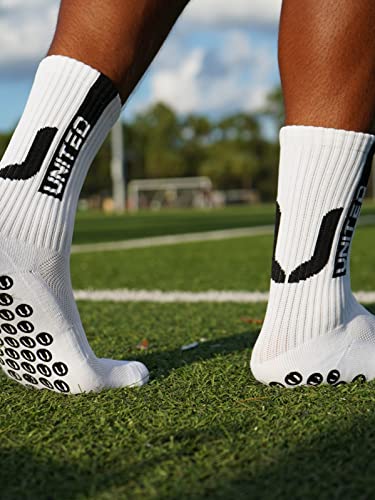 Grips United Men’s Non-Slip Athletic Socks – Best For Soccer (White – Small)