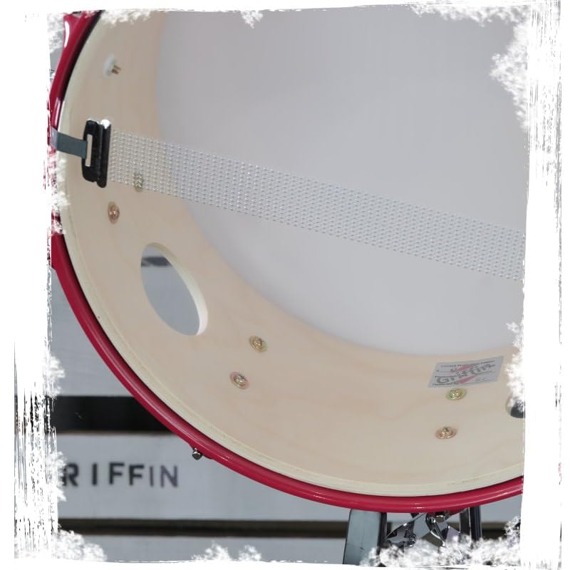 GRIFFIN Snare Drum Birch Wood Shell 14 X 6.5 Inch | Oversize 2.5" Large Vents & Custom Graphic Wrap (Limited Edition) | Red Hardware & Marching Drummers Key for Students & Pros | 8 Metal Tuning Lugs