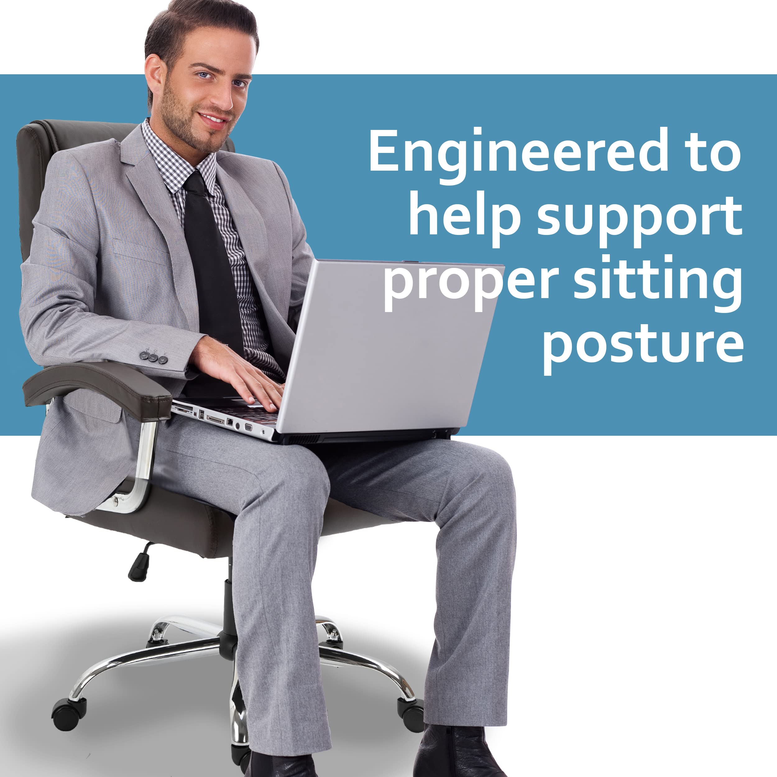 Halter Ergonomic Office Chair for Home Office Desk, Luxury Leather Bonded Executive Chair, Adjustable Height, Padded Comfy Seat, High Back Lumbar Support, Computer Chair for All Day Comfort, Black