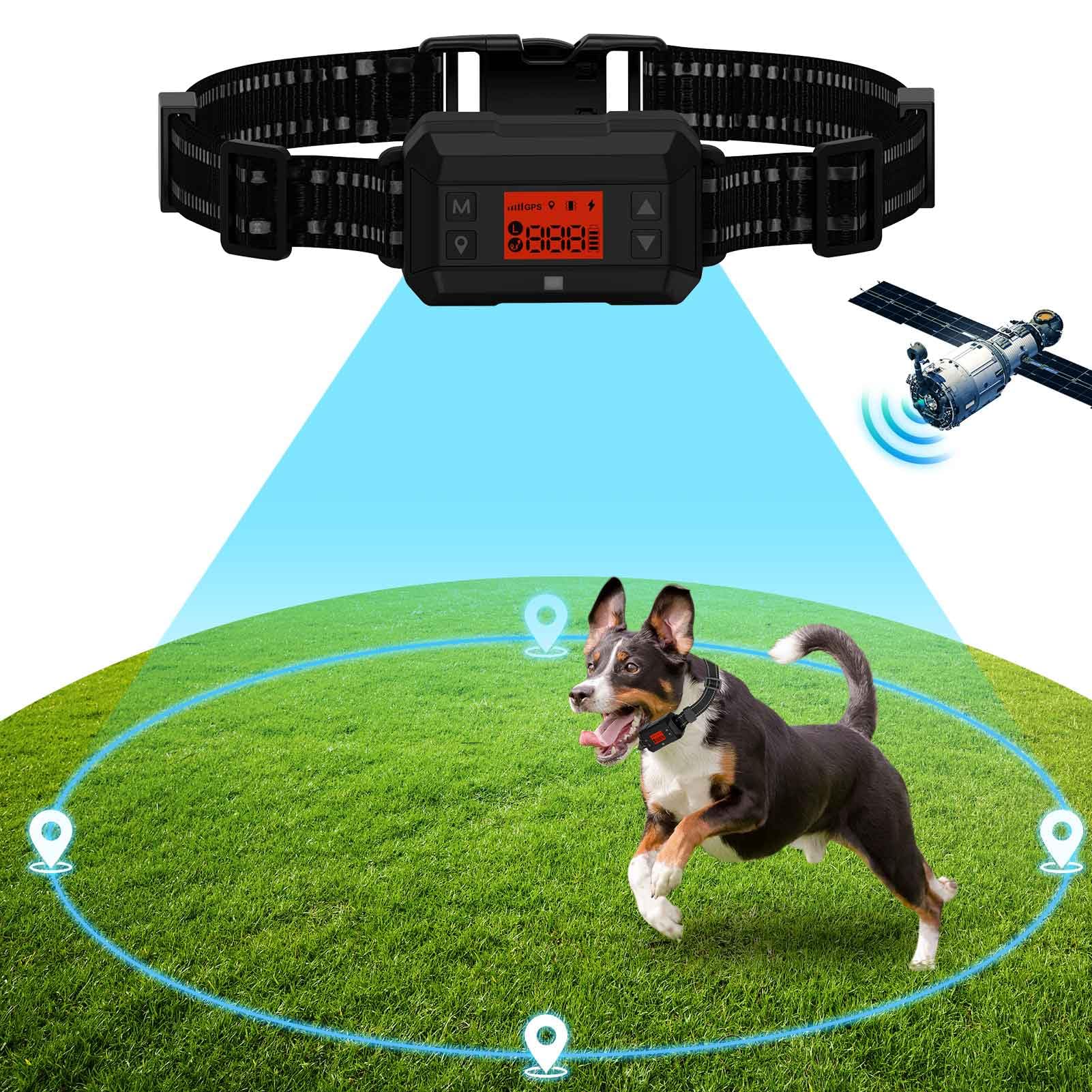 GPS Wireless Dog Fence - Electric Dog Fence with GPS, 2023 Waterproof Pet Containment System Range 99~2997FT, Tone/Vibration/Shock, Rechargeable Harmless & Adjustable Strength Suitable for All Dogs