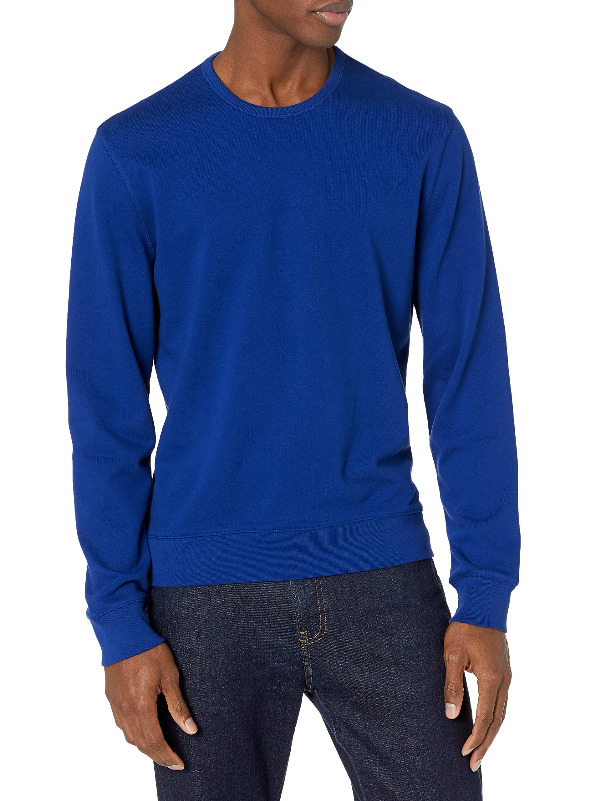 Goodthreads Men's Lightweight French Terry Crewneck Sweatshirt, Bright Blue, Large