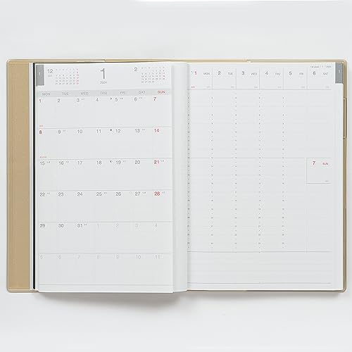 GreetingLife CD-1277-HT Moment Planner 2024 A5 Weekly Soft Cover, Beige (Begins December 2023)