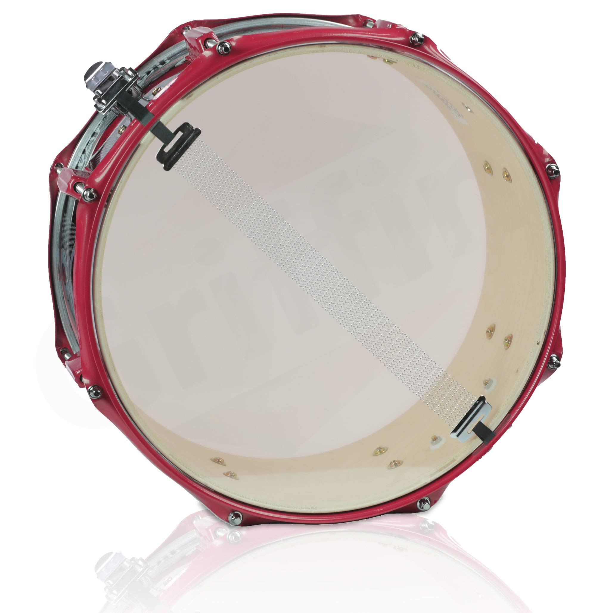GRIFFIN Snare Drum Birch Wood Shell 14 X 6.5 Inch | Oversize 2.5" Large Vents & Custom Graphic Wrap (Limited Edition) | Red Hardware & Marching Drummers Key for Students & Pros | 8 Metal Tuning Lugs