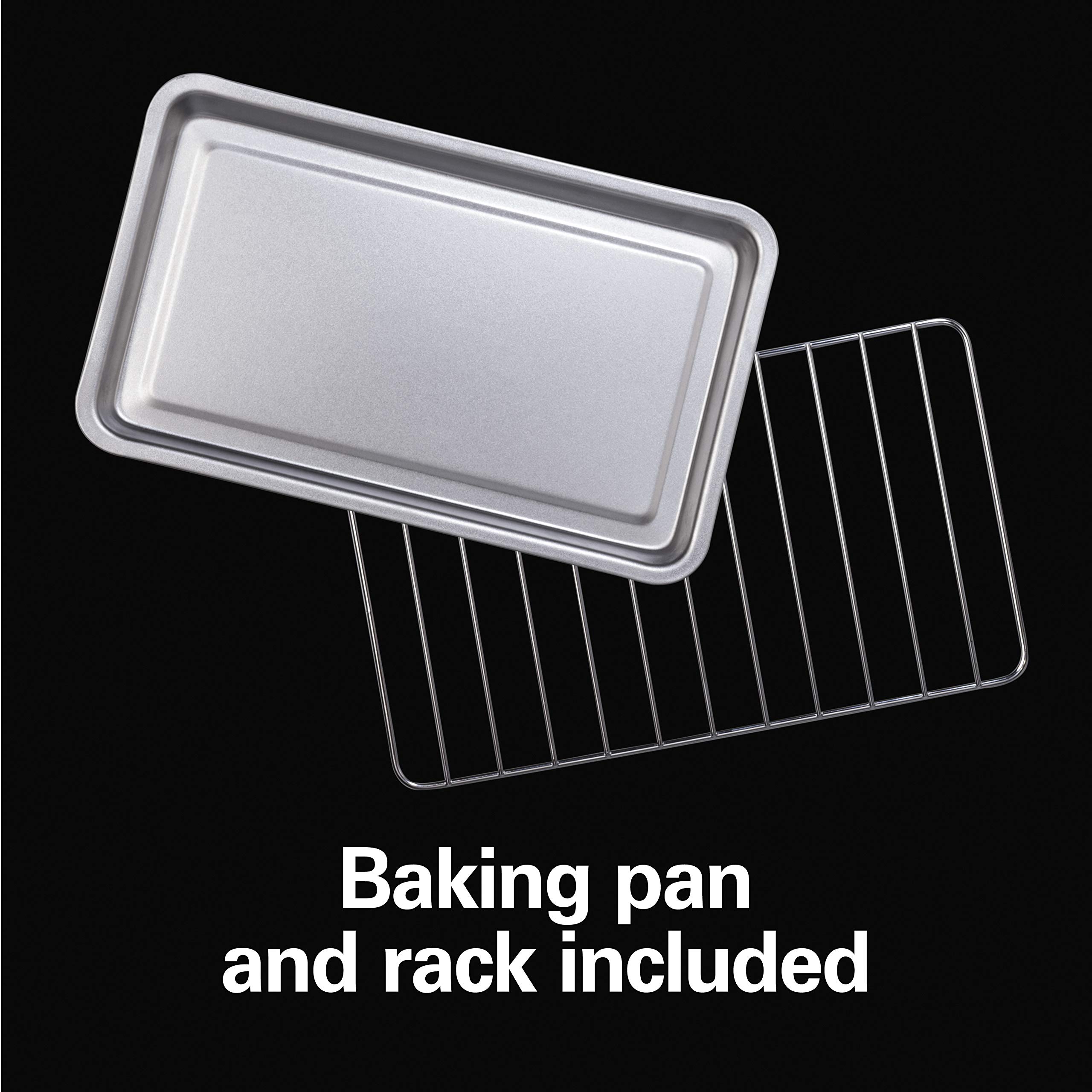 Hamilton Beach Toastation 2-Slice Toaster and Oven Combo, Extra Wide Slots, Shade Selector, Baking Pan, 1500 Watts, Black (22723)