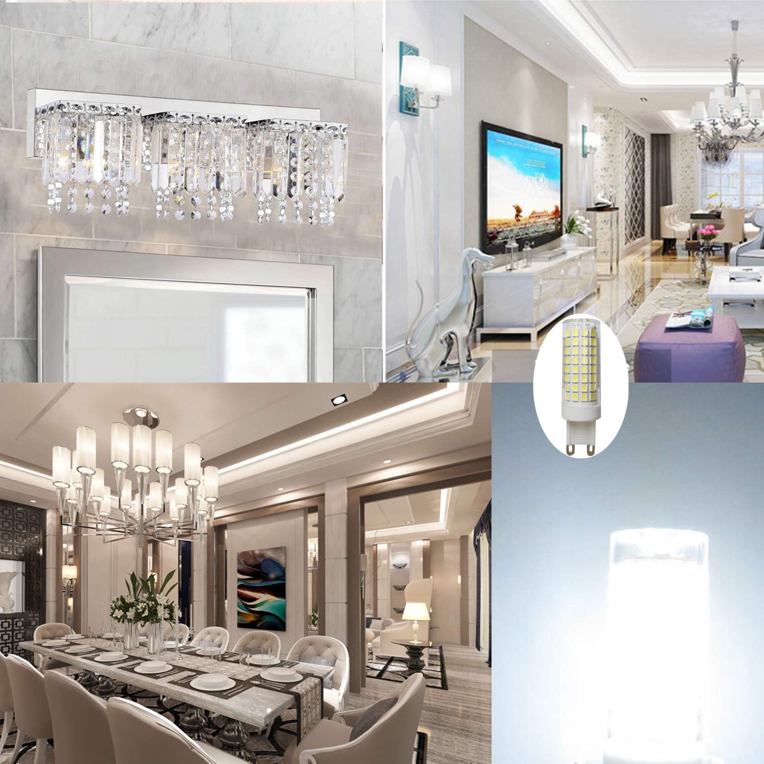 G9 Led Bulb - 8W Dimmable Ceramic Bulb Equivalent 80W Halogen Bulbs,Daylight White 6000K AC110-130V G9 Bi Pin Base 360 Degree Led Bulb for Chandelier Ceiling Fan Bedroom Lighting