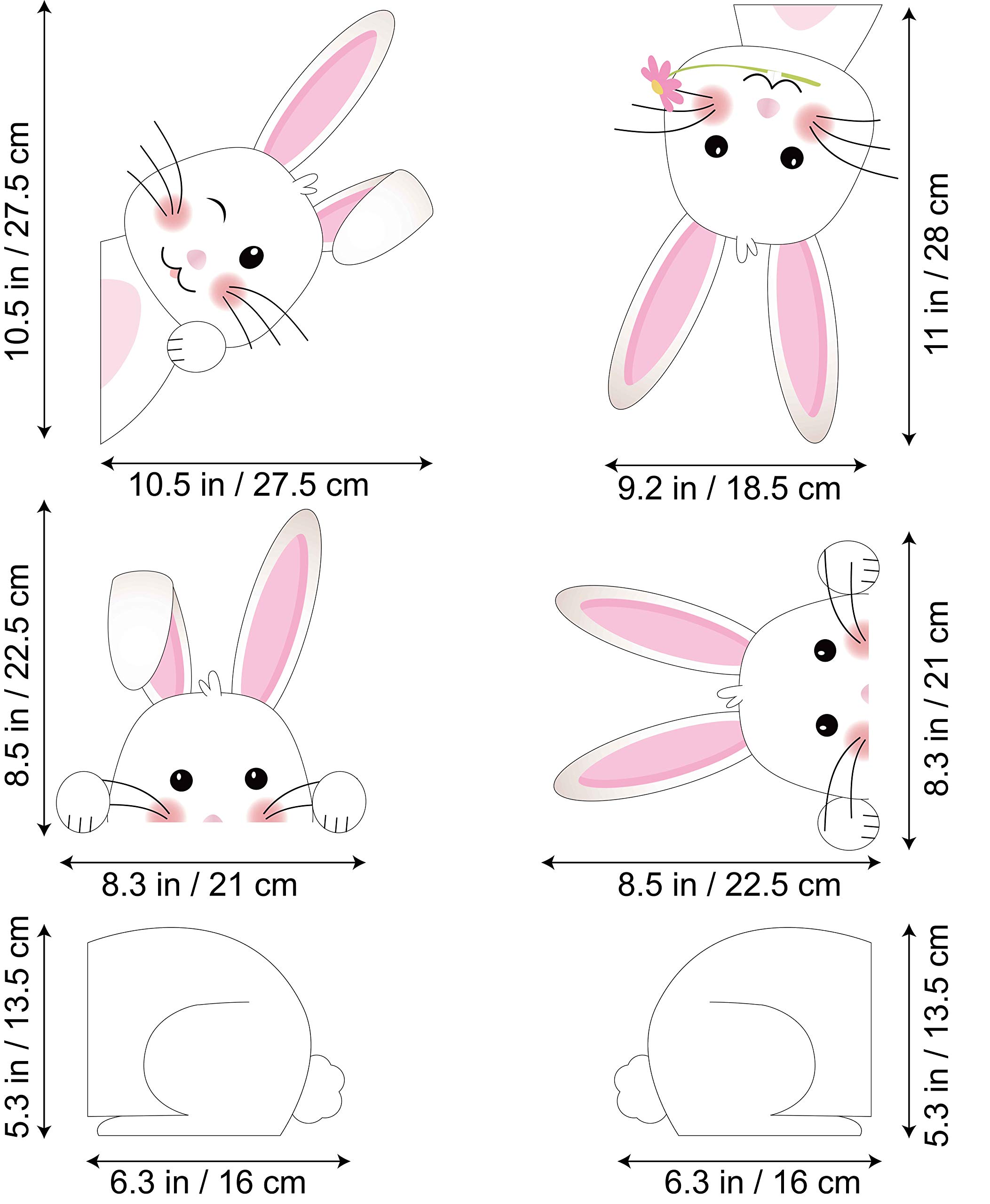 Funny Easter Bunny Stickers Easter Door Decorations Big Easter Egg Stickers for Door Window and Floor Cute & Removable - 7 Sheets