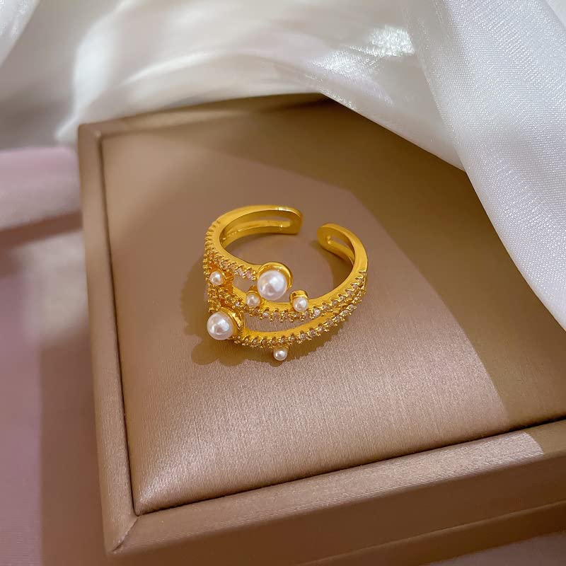 Gold Plated Rings for Women Knuckle Rings Open Rings Adjustable (A)