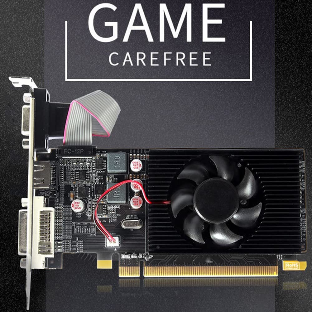 Hopbucan HD7450 Graphics Card 64Bit 2GB GDDR3 PCI-E 2.0 X16 HDMI-Compatible VGA DVI-I Video Card for AMD Radeon HD 7450 2G 64 Bit