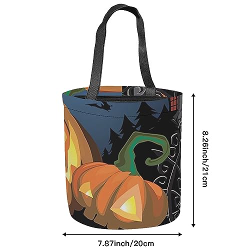 Fubido Christmas Print, Halloween Trick or Treat Bags,Traditional Design Berry Branches with Snow,Candy Bucket Tote Bag,Red White