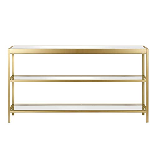 Henn&Hart 55" Wide Rectangular Console Table in Brass, Entryway Table, Accent Table for Living Room, Hallway
