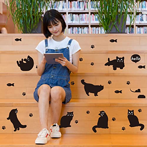 Haonmdqay Cartoon Cute Black cat Silhouette Wall Sticker Home Decoration Children Room Staircase Corridor Decoration Mural Combi