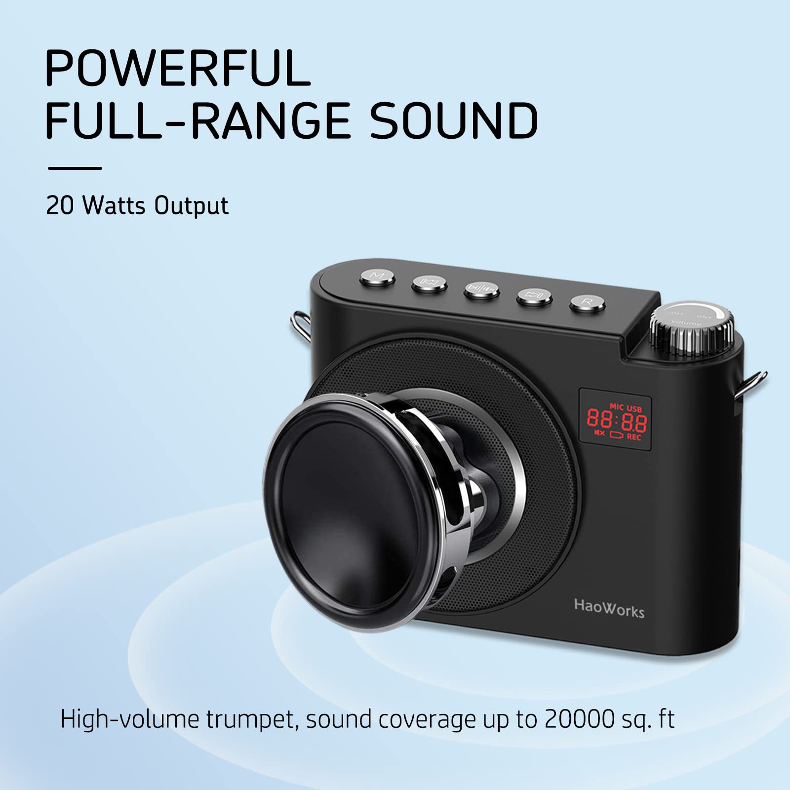HaoWorks Voice Amplifier for Teachers - 20W Portable Voice Amplifier Wired Headset Mic and Speaker System, Personal Microphone for Classroom, Tour Guide, Instructor, Public Speaking