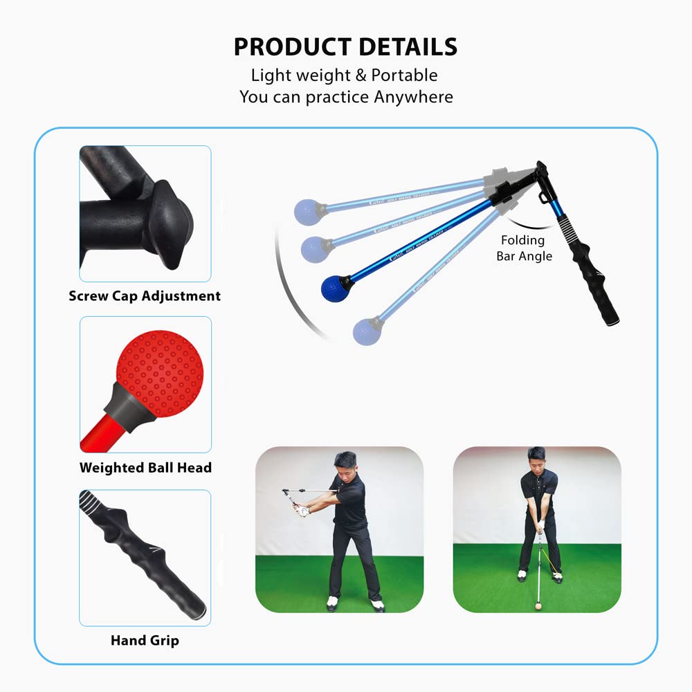 Golf Swing Trainer Portable Golf Training Aid Adjustable to Improve Hinge, Forearm Rotation, Shoulder Turn – Lightweight, Durable Golf Speed Strength with Rope to Strength Flexibility