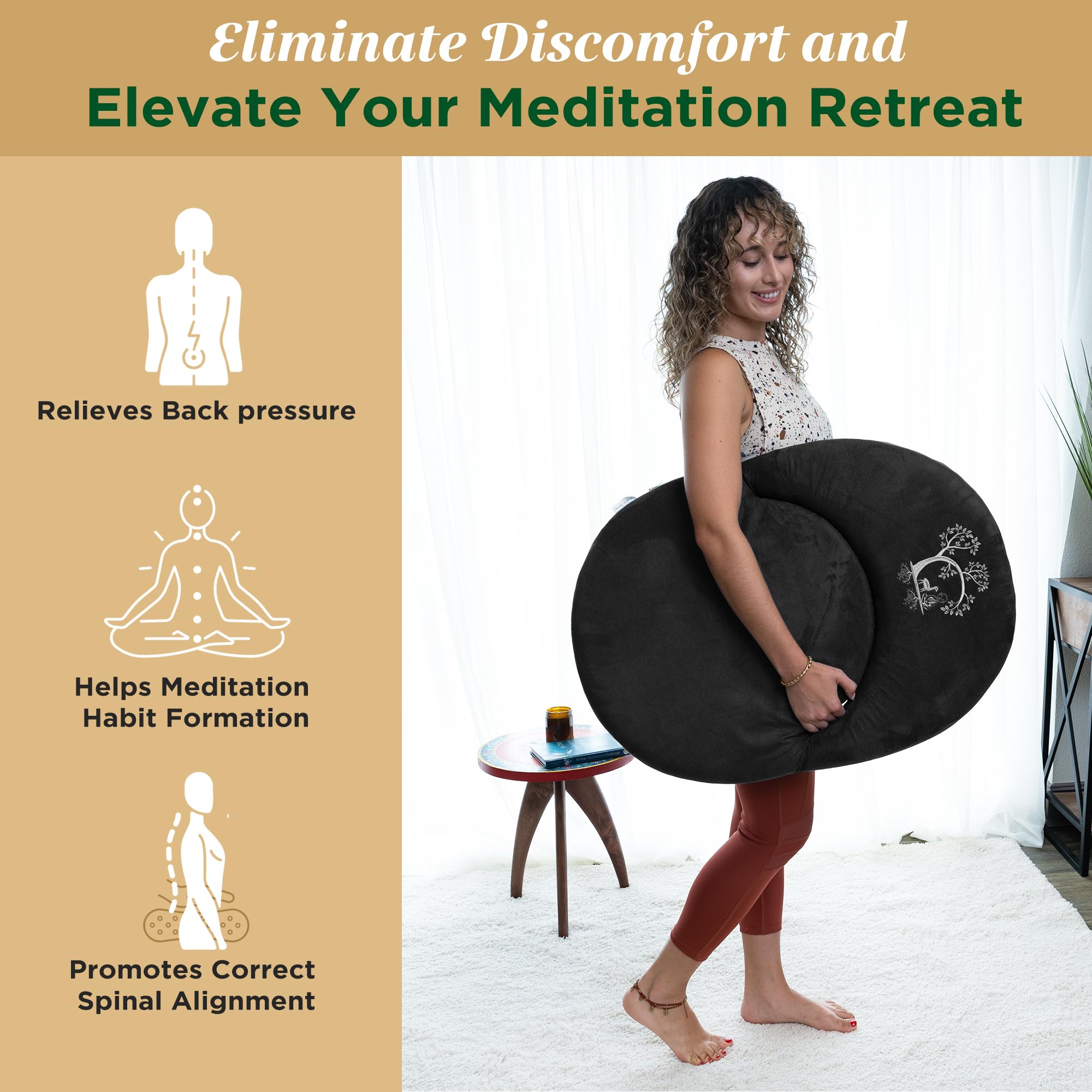 Japanese Meditation Floor Chair with Back Support for Adults - Premium Meditation Chair with Adjustable & Foldable Back for Seating, Yoga & Gaming — Folding Backjack Chairs with Backrest for Adults