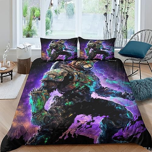GEEYOU Cosmic Space Wolves 3D Print Quilt Cover Comforter Covers Duvet Cover for Teens and Adults Bedding Set with Pillow Cases with Zipper Closure Soft Microfiber 3 Pieces Queen(228x228cm)