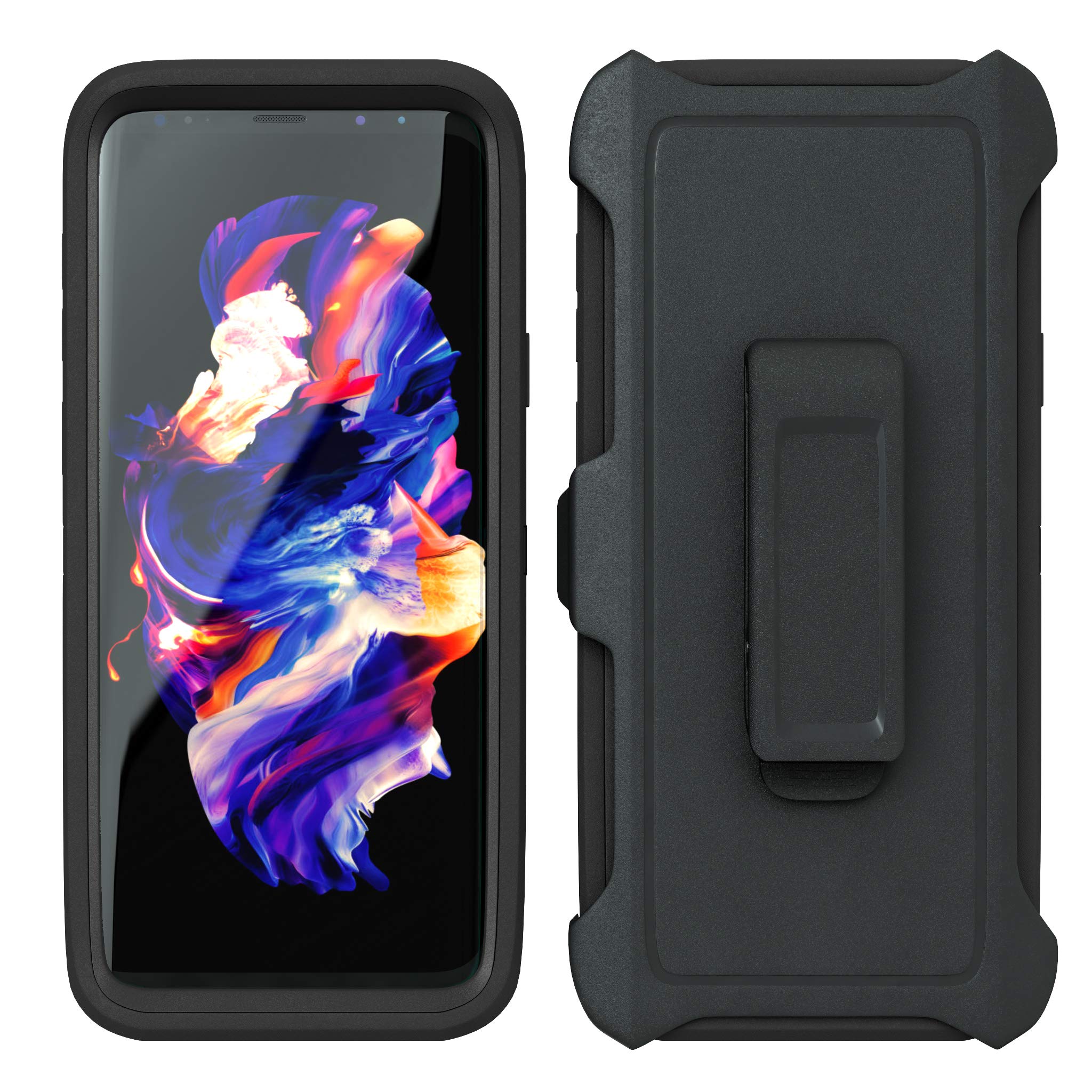 Galaxy S9+ Plus Case, ToughBox [Armor Series] [Shock Proof] [Black] for Samsung Galaxy S9+ Plus Case [Comes with Holster & Belt Clip] [Fits OtterBox Defender Series Belt Clip Cover]
