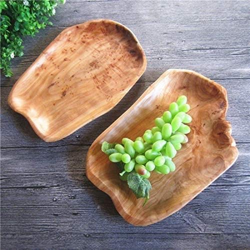 Hurricom Root Wood Dish,Vintage Ring Dish Hand Carved Artworks - 11-12 inch,Oval Shape Party Platter and Tray for Sandwich Bread Serving, Appetizer Display,
