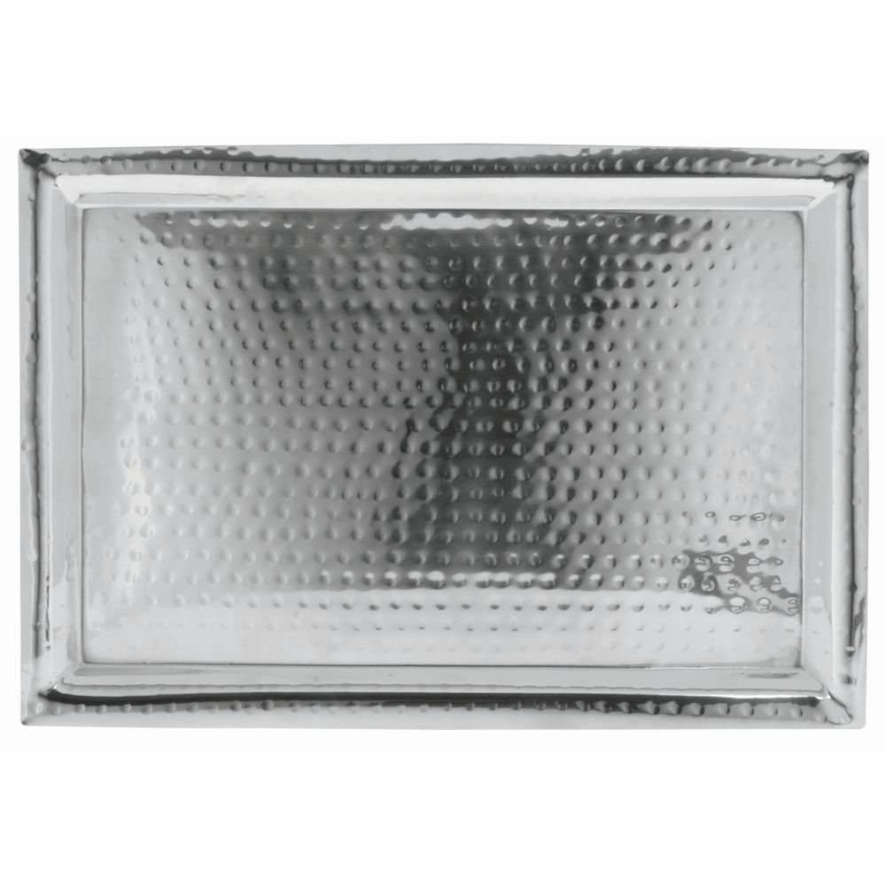 HUBERT Hammered Stainless Steel Serving Tray - 18"L x 12"W x 1"H