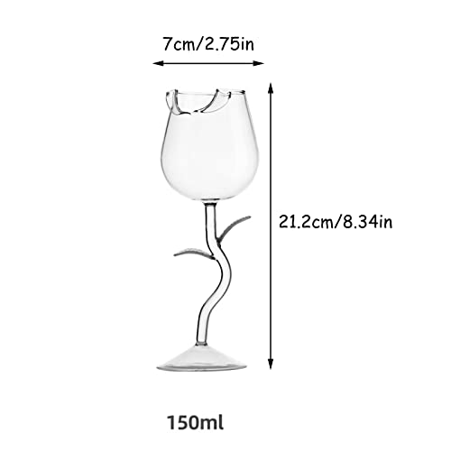 HEEPDD Rose Flower Cocktail Glass Durable for Parties and Bars High Borosilicate Glass Wine Cup (280ml Transparent 1 pc)