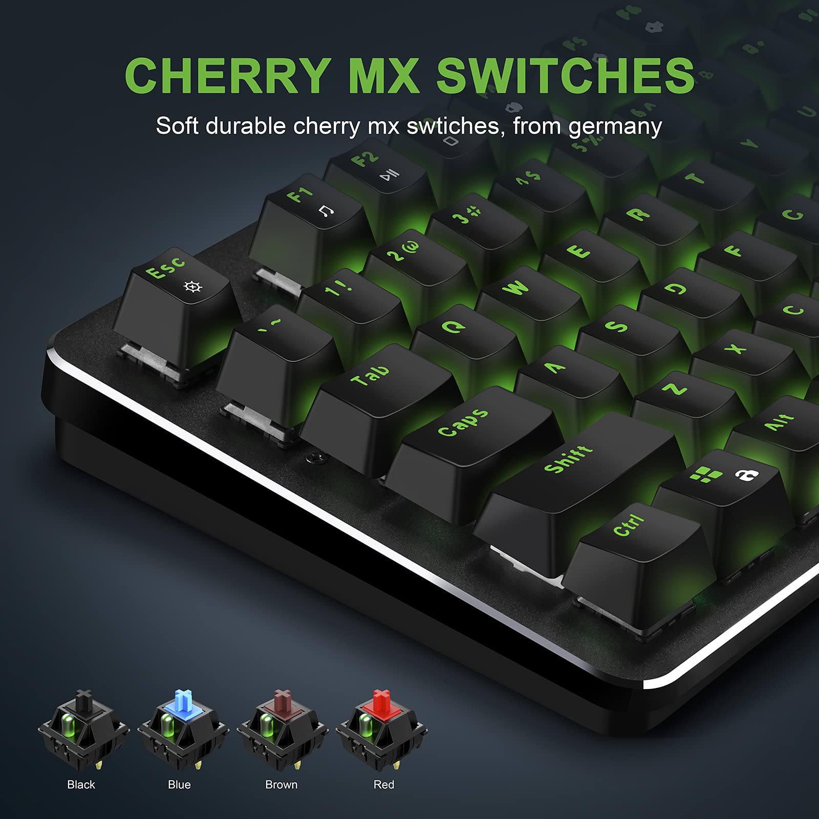 Fuhlen Mechanical Keyboard with Wrist Rest, Wired Cherry Brown Switch Gaming Keyboard with LED Backlit for Windows Mac, 104 Keys, Tactile Silence MX Brown