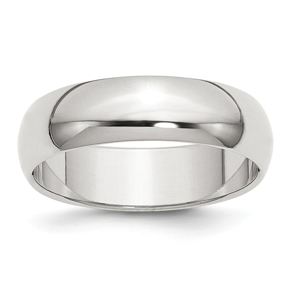 Forever Flawless Jewelry 6mm High Polish Finish Half Round Domed Sterling Silver Wedding Band - Size 11.5