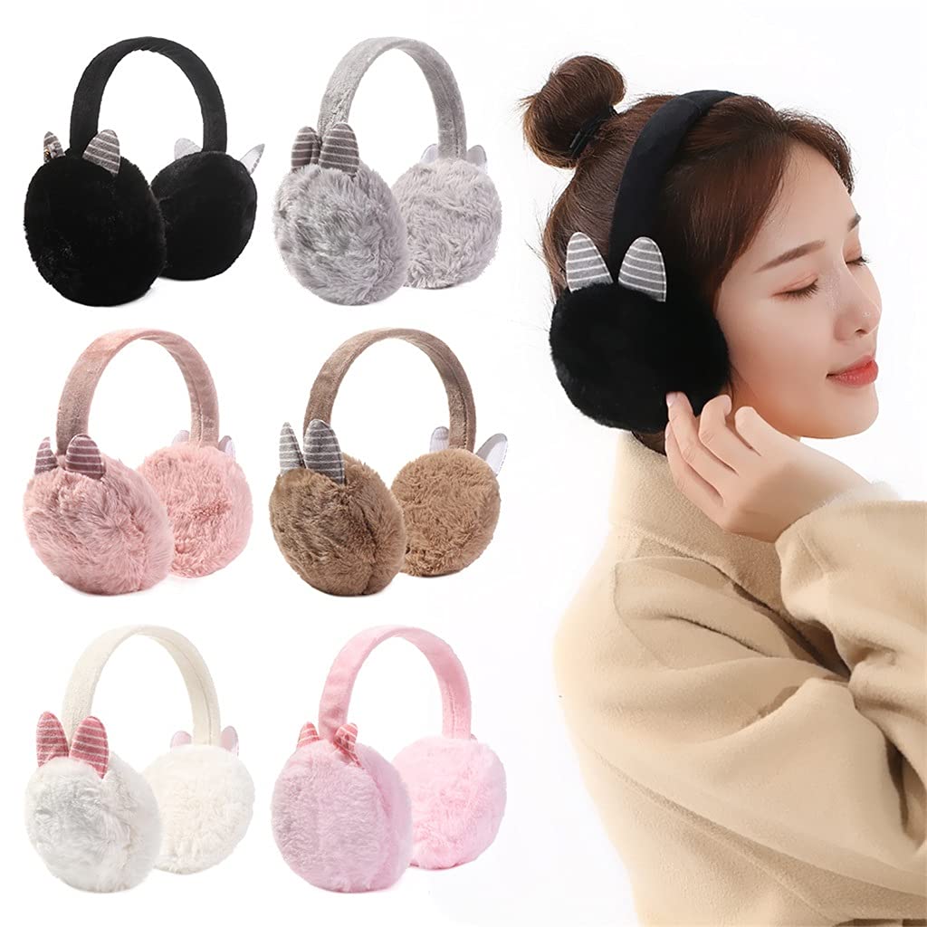 HLDETH Women Winter Warm Earmuffs Bowknot Fluffy Earflap Thick Headband Outdoor Cold Protection Adjustable Ear Warmers (Color : B, Size : One Size)