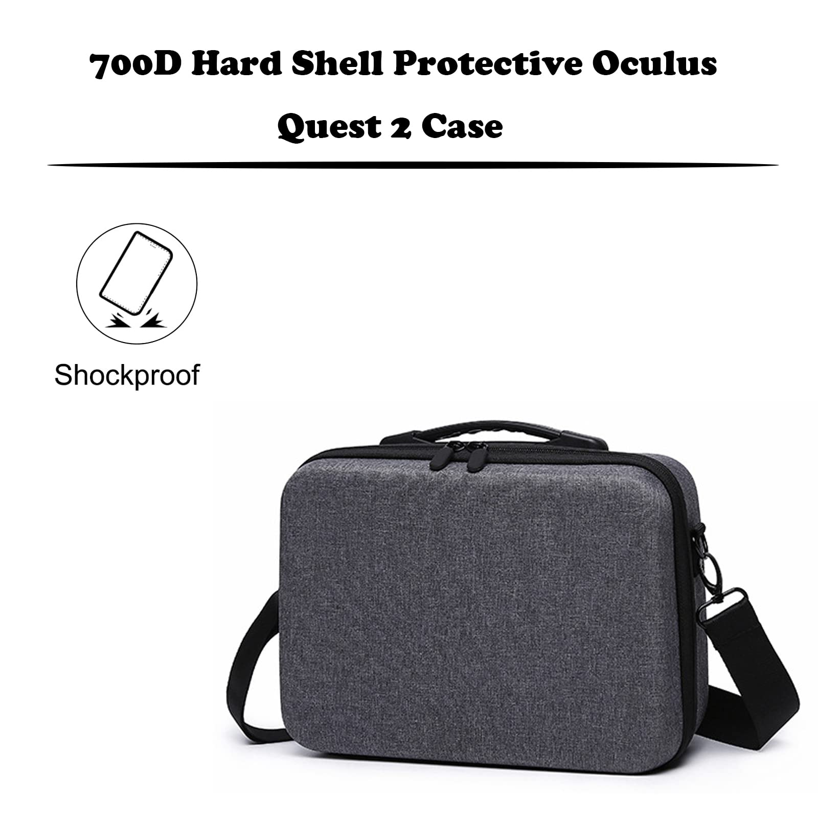 Hard Carrying Case for Oculus Quest 2 All-in-One VR Gaming Headset and Touch Controllers, Portable Travel Cover Storage Bag - Black