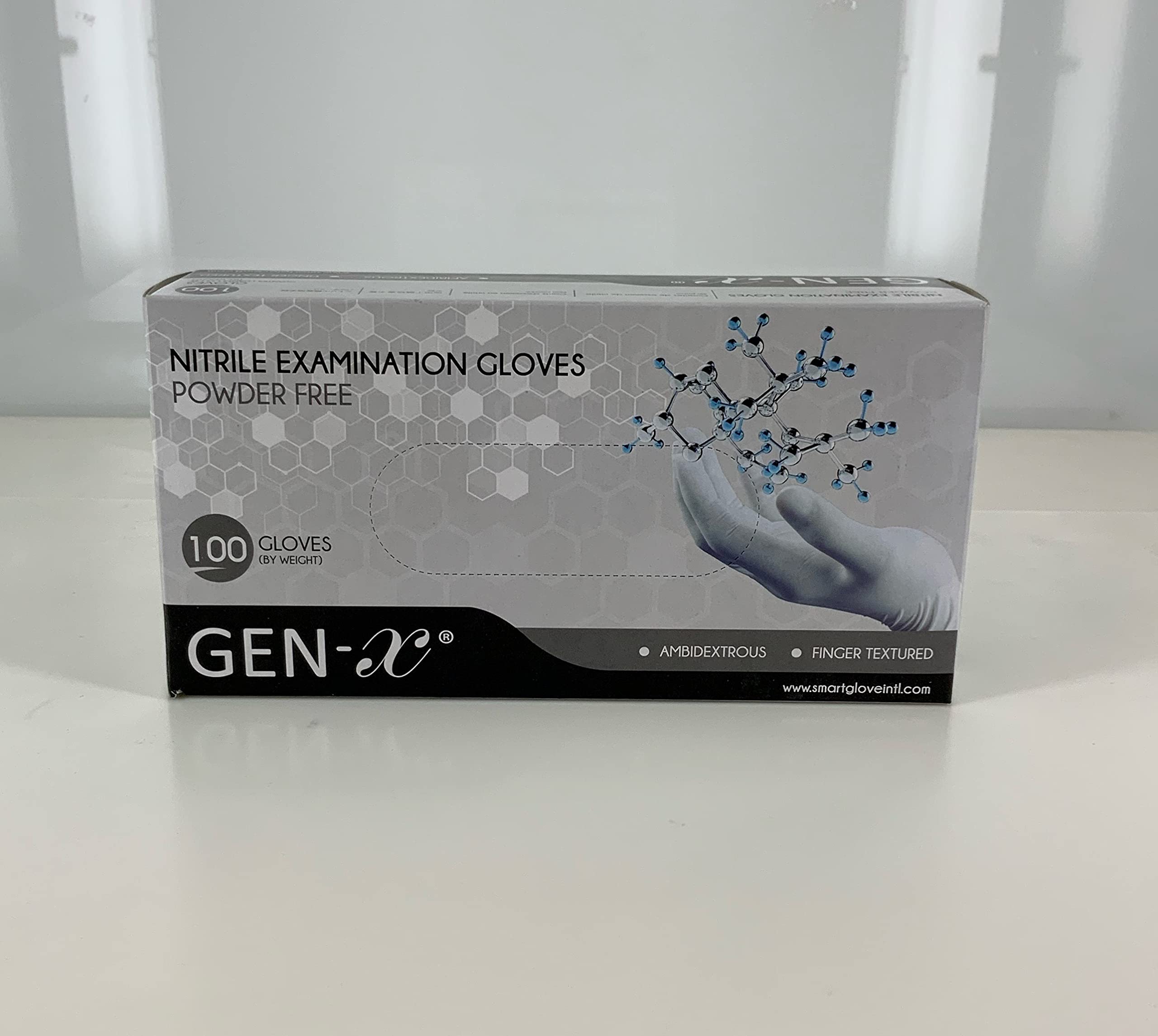 Gen-X Nitrile Examination Glove powder free, finger textured, Medium, 100 gloves per box