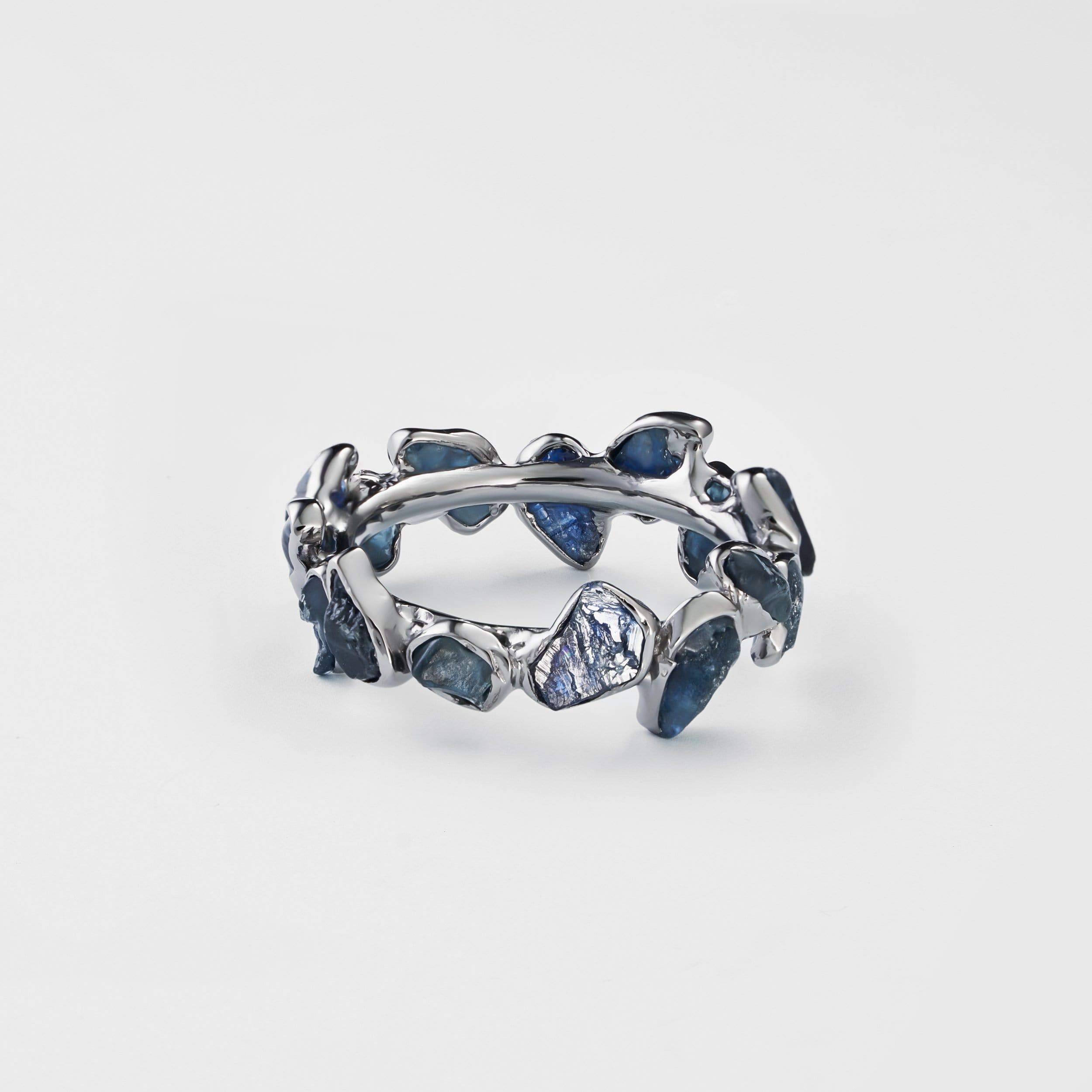 german kabirski 5 Carat Blue Sapphire Handmade Ring in 925 Sterling Silver with Gold Plating Size 9
