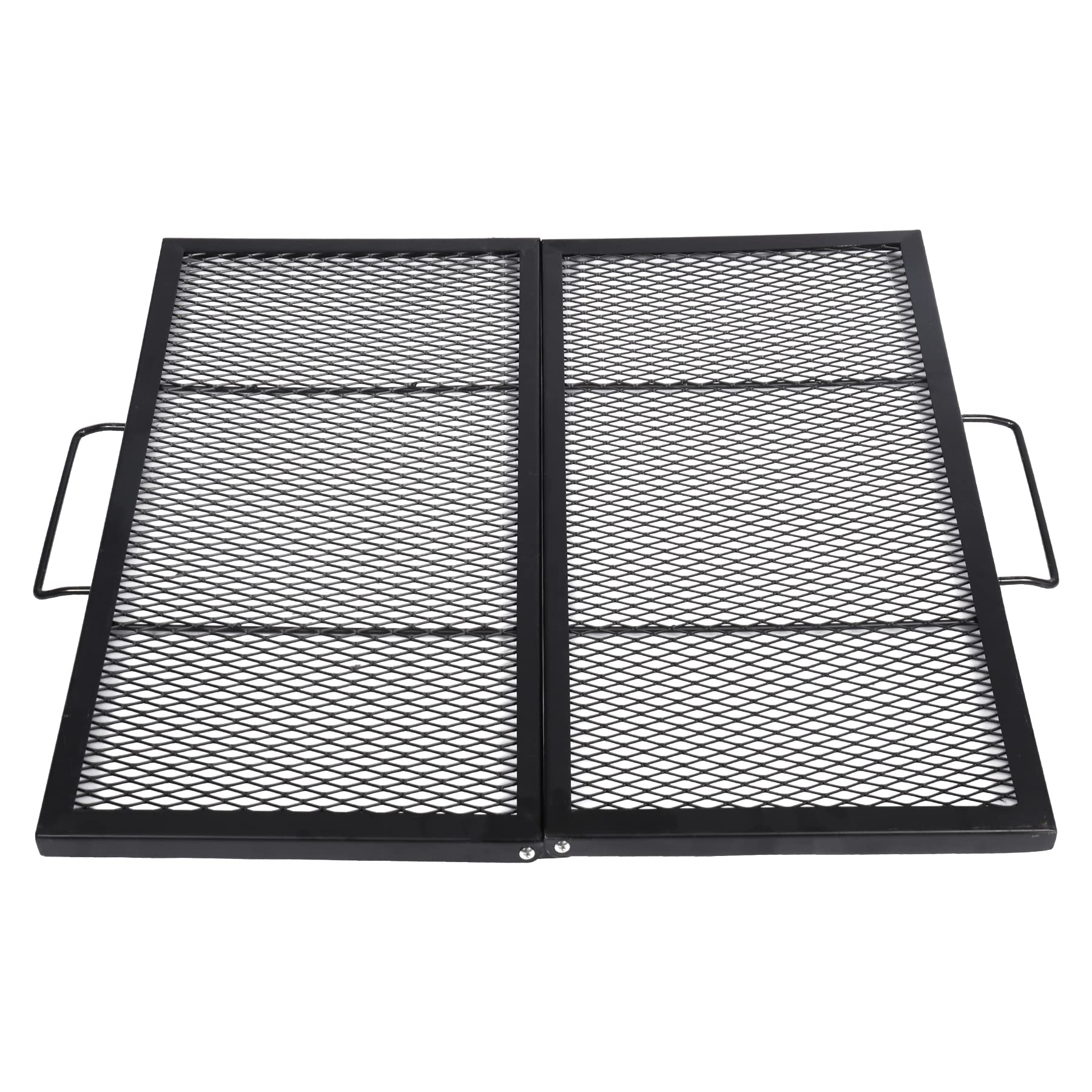 Lineslife Square Fire Pit Cooking Grill Grates, Folding Outdoor Campfire BBQ Grill Rack with Handles, Portable Outside Camping Gear Cookware and Accessory, 30 Inch