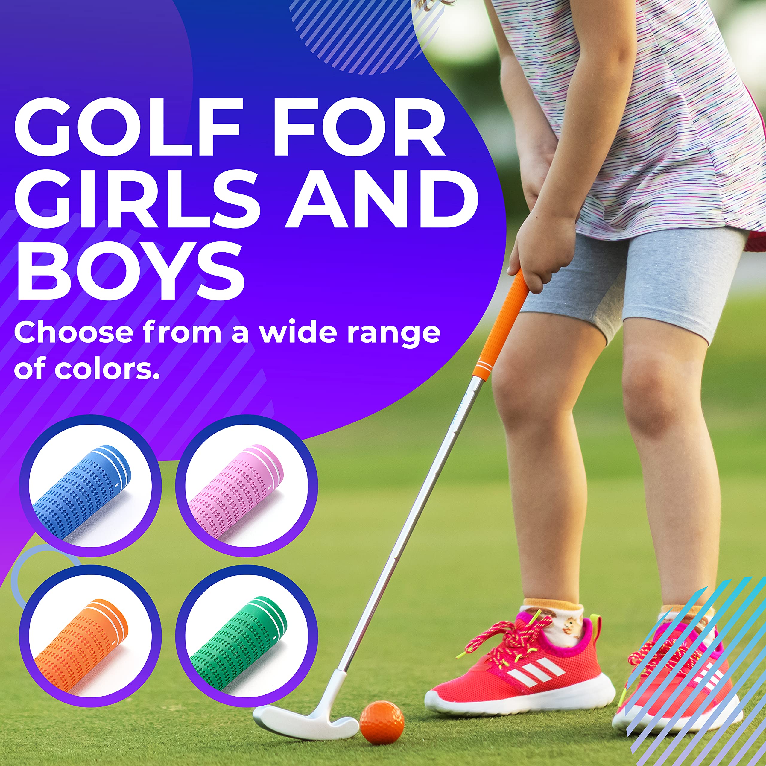 Golfling Golf Putter for Kids - 25 Inch Non-Moveable in Four Colors, Kids Putter for 5-7 Years, Two-Way with Two Balls