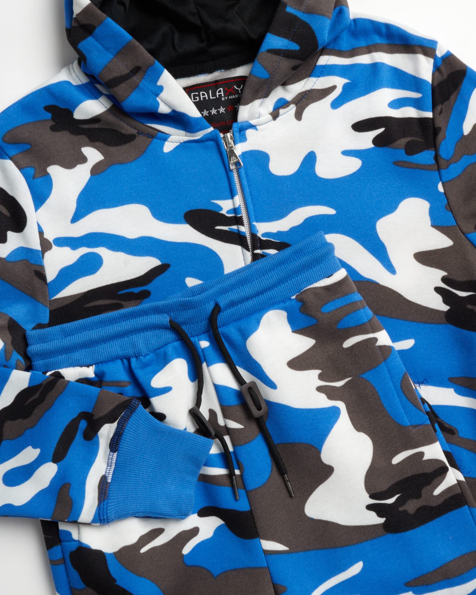 Galaxy by Harvic Boys' Sweatsuit Set - 2 Piece Camo Fleece Hoodie and Sweatpants (S-XL), Size M, Royal