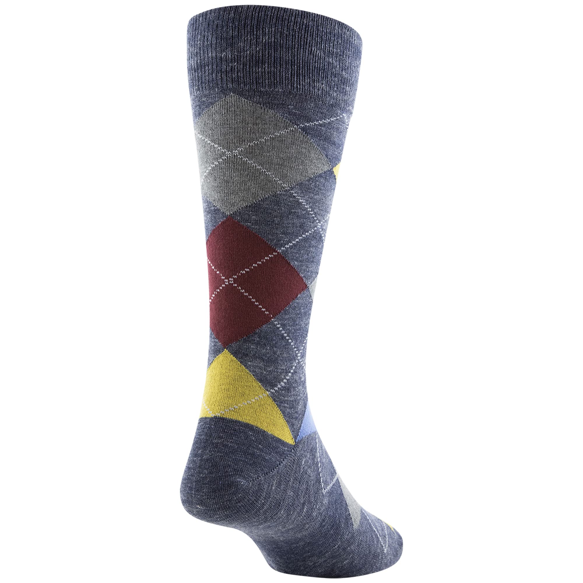 GOLDTOE Men's Carlyle Argyle Crew Dress Socks, 3-Pairs, Denim/Ash Grey/Merlot, Large