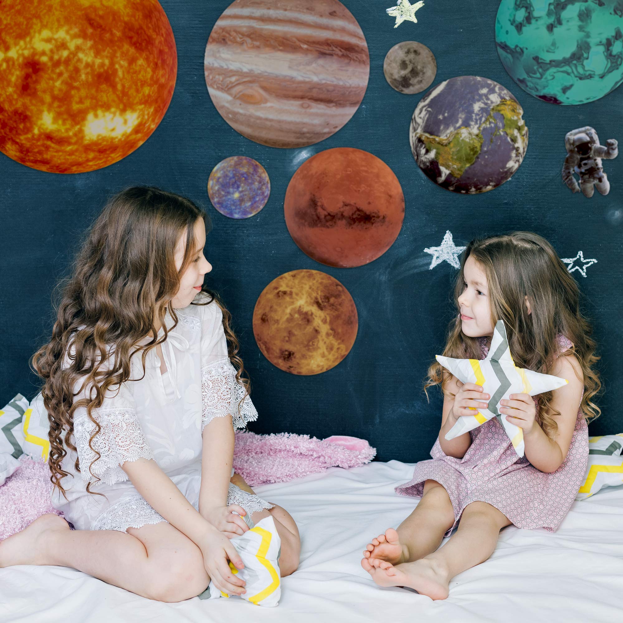 Glow in The Dark Stars and Planets for Ceiling, Bright Solar System Wall Stickers for Kids + Educational Solar System Poster, Planets for Kids Space Decoration, Birthday Gift for Boys and Girls