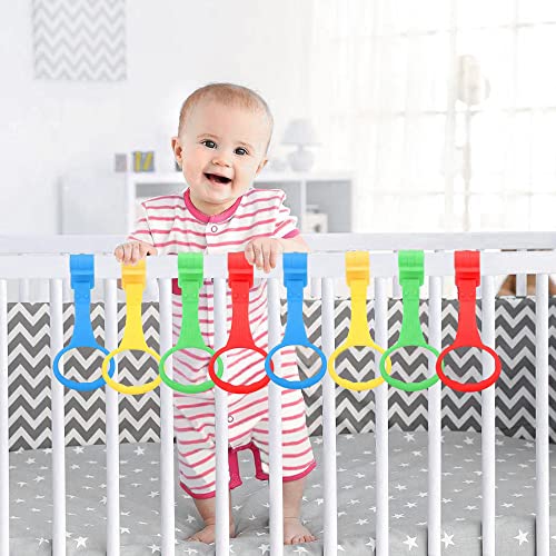 hwojjha Baby Pull Up Rings 8Pcs, 4 Colors Playpen Accessories Playpen Pull Up Rings Baby Pull Up Bar (4colors 8Pcs)