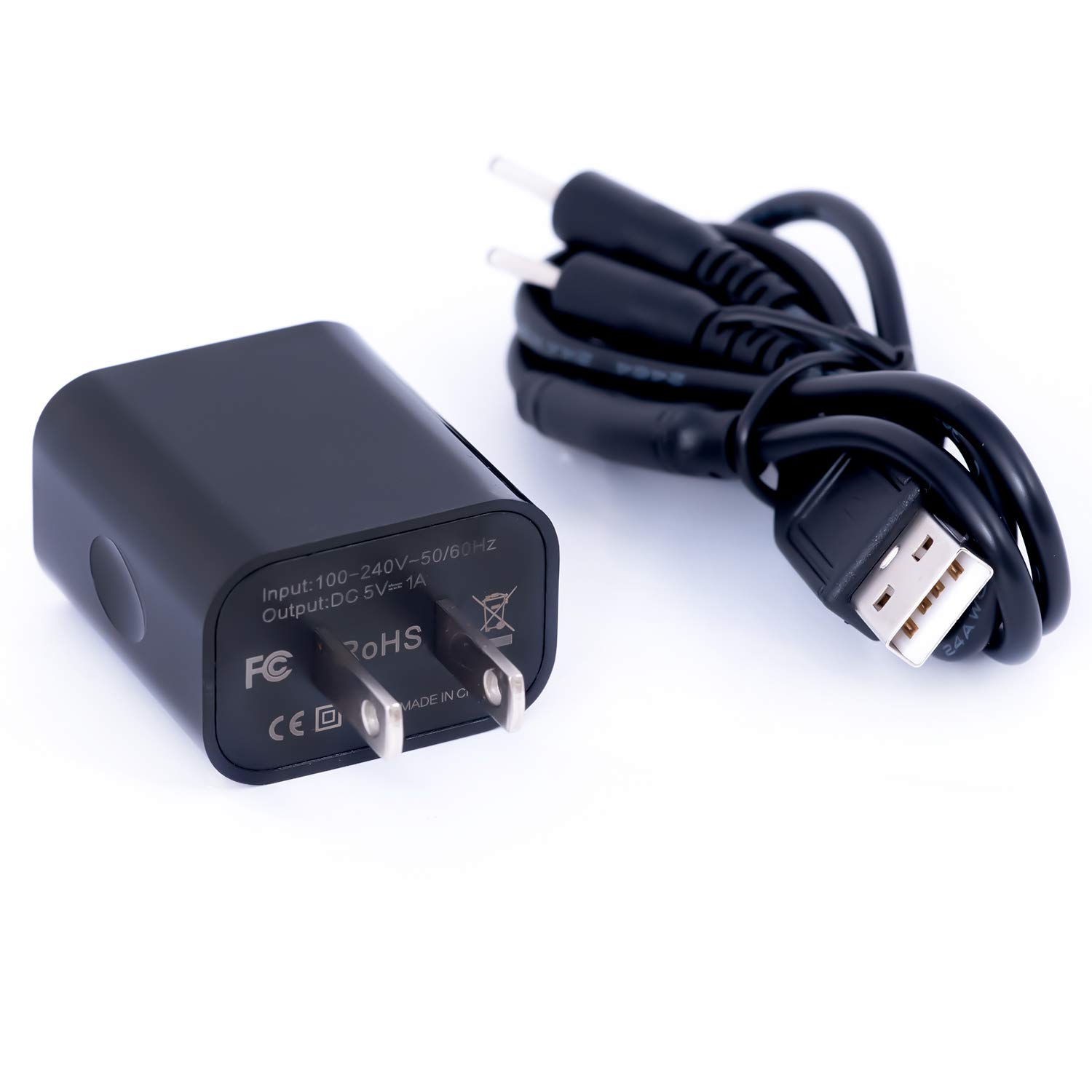 GoodBoy Extra Replacement Charger with Wall Adapter - Remote Training Collar Models - USB to Dual 2.0 mm Split Charger Cable