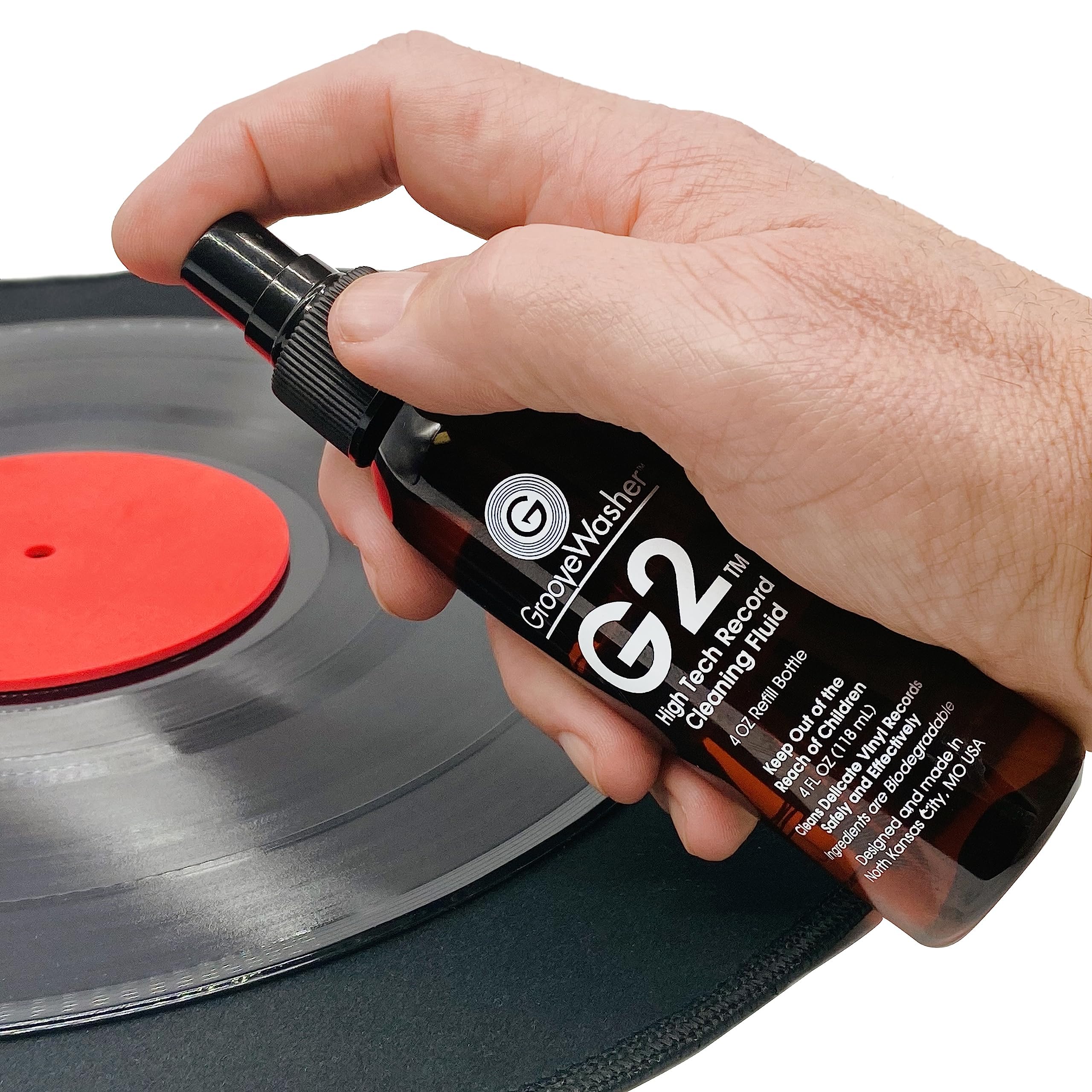 GrooveWasher Record & Stylus Care System β Record Cleaning Fluid & Large Scratch-Free Cleaning Pad with Delicate Stylus Brush & Cleaning Solution + Bonus Label Mask, Protect & Preserve Vinyl Records