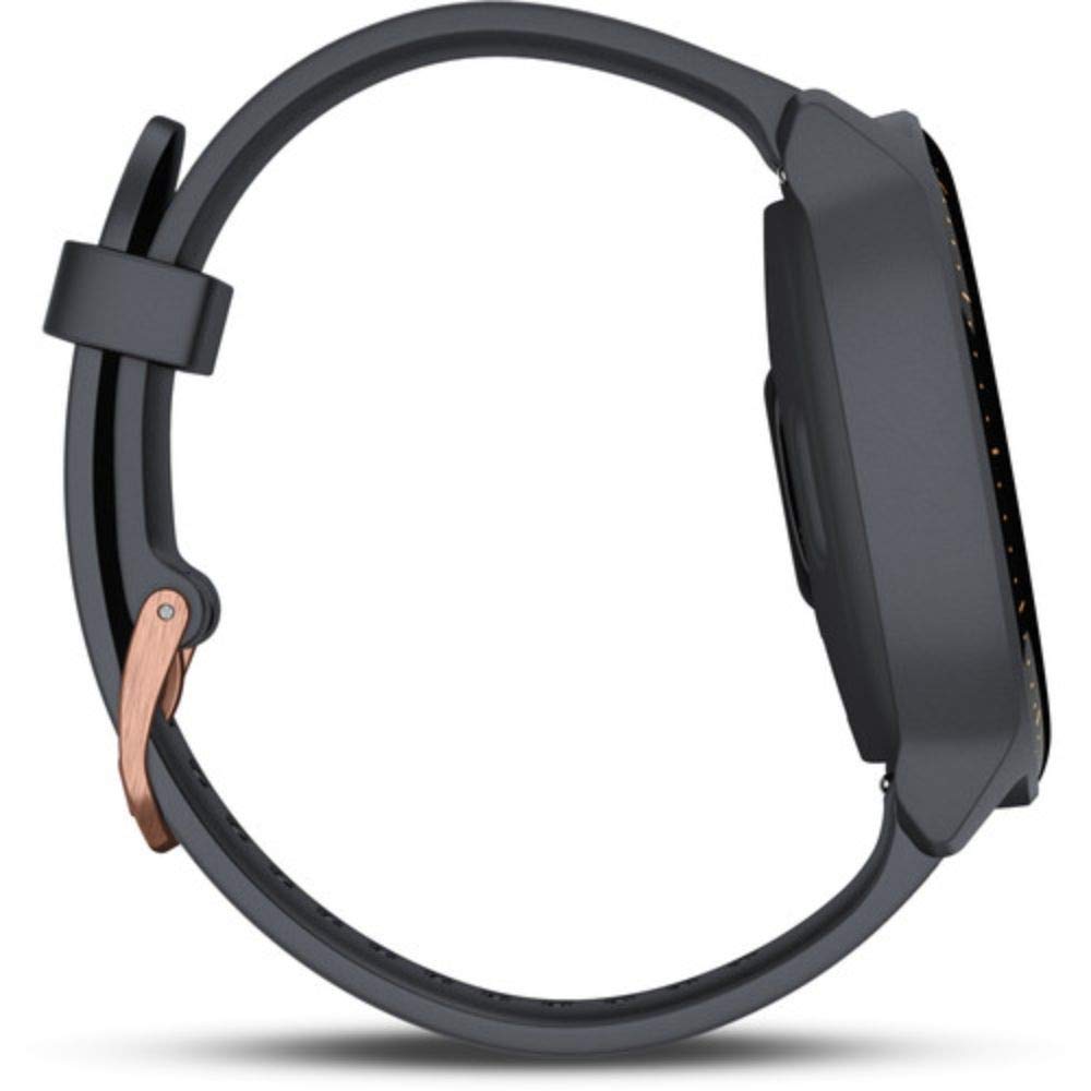 Garmin Vivoactive 3 Music, Multisport GPS Watch with Music Storage, Built-in Sports Apps, Automatic Sync and Supports Spotify, Granite Blue with Rose Gold Hardware (Renewed)