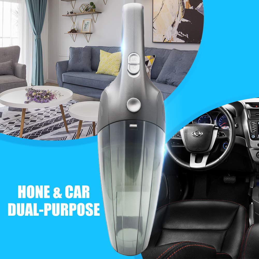 Handheld Vacuum Cleaner, 120W 7Kpa Powerful Suction Car Vacuum Cordless with Rechargeable (Dark Gray)