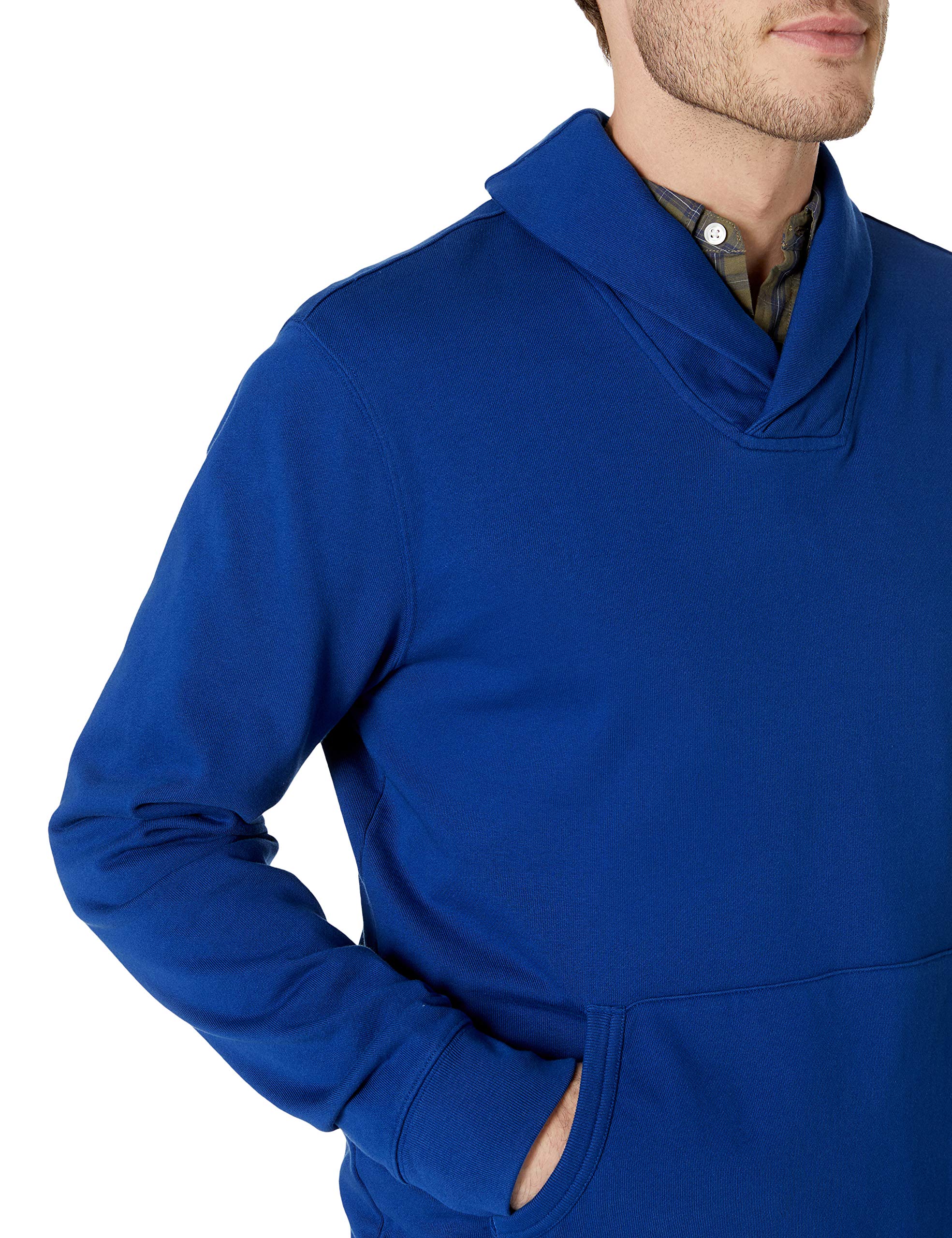 Goodthreads Men's Lightweight French Terry Shawl Collar Pullover Sweatshirt, Bright Blue, Medium