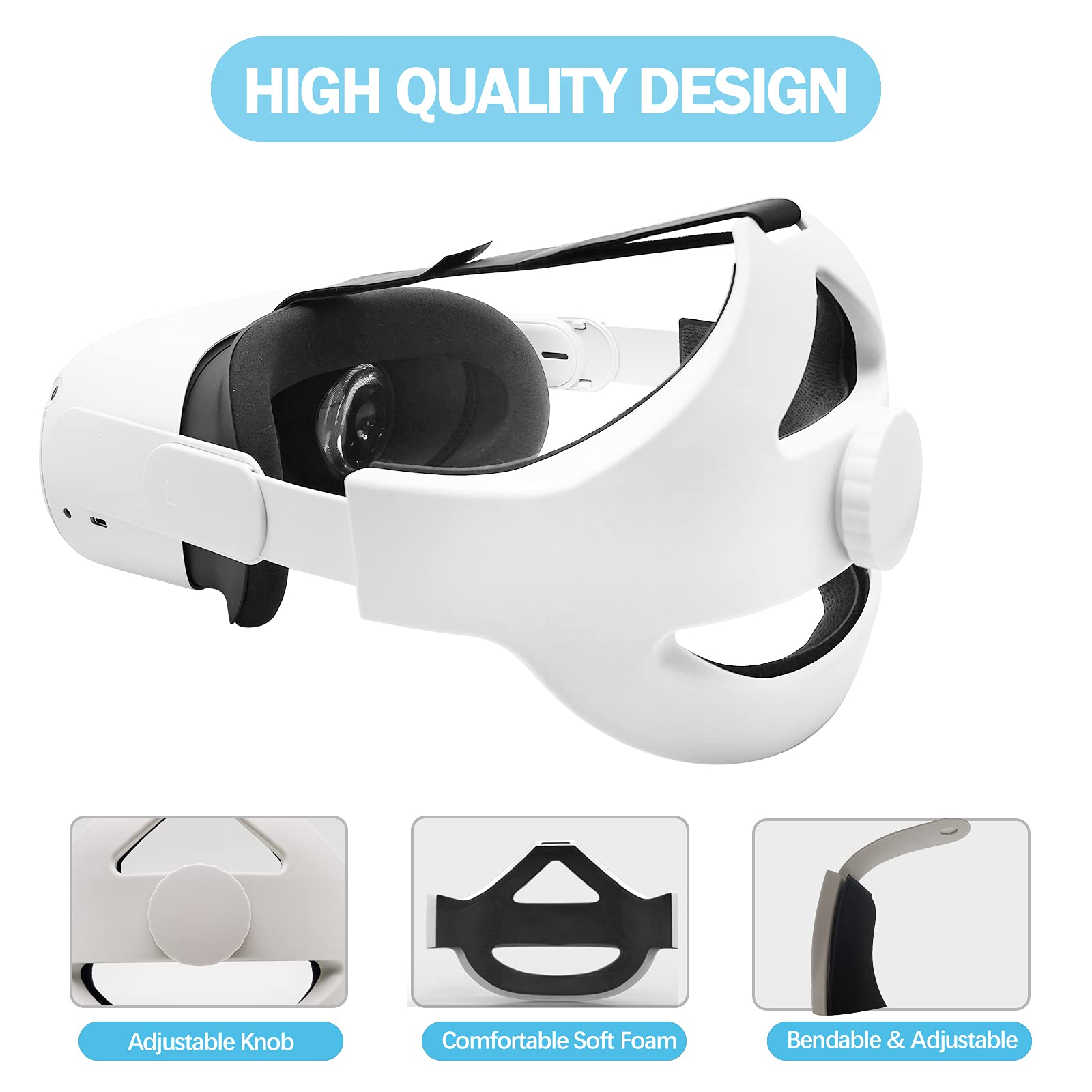 Head Strap Compatible with Oculus Quest 2 Adjustable Replacement for Elite Strap-Headband Enhanced Support and Reduce Head Pressure in VR, Comfortable Protective Strap for Oculus Quest 2 Accessories