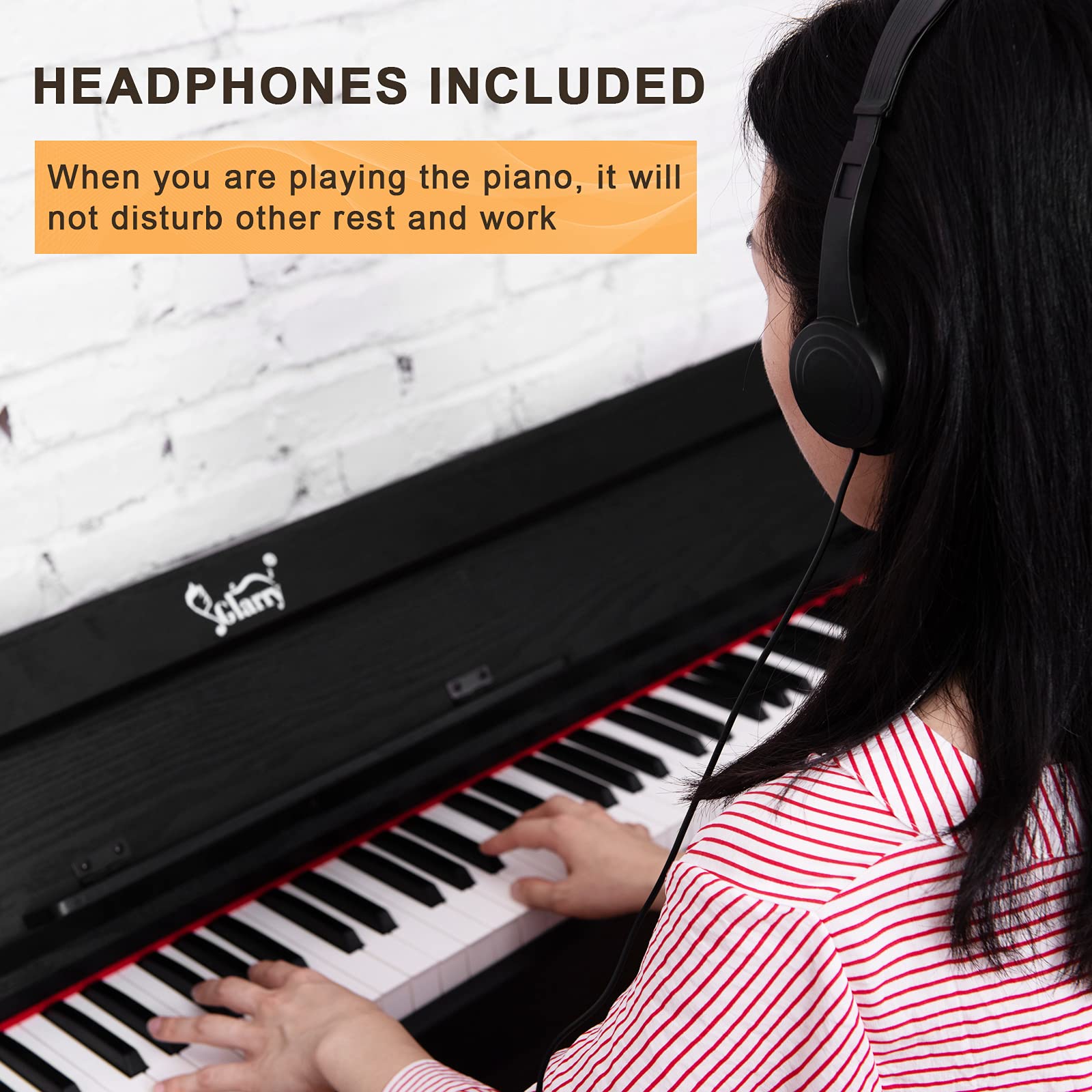GLARRY 88 Key Home Digital Piano Set for Beginners, Electric Piano Keyboards MP3/USB/MIDI/Bluetooth Function w/Piano Bench, Music Stand, Headphone, Metal Pedals, Instruction (Black)