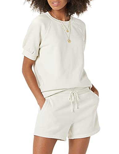 Goodthreads Women's Heritage Fleece Blouson Short-Sleeve Shirt, Cream, Large